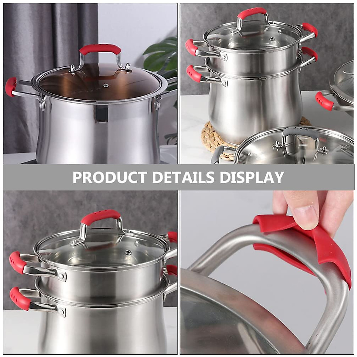 Tofficu 6pcs Silicone Hot Handle Holde Non Slip Rubber Pot Holders Pan Ear Clip Cast Iron Skillets Handles Grip Cover Heat Resistant Potholder Cookware Handle for Cast Iron Skillet