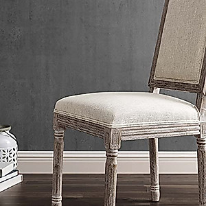 Modway Court French Vintage Upholstered Fabric Dining Chair in Beige