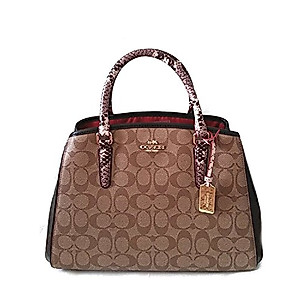 COACH 38380 Signature Exotic Mix SM Margot Crossbody Satchel KHAKI/BLACK