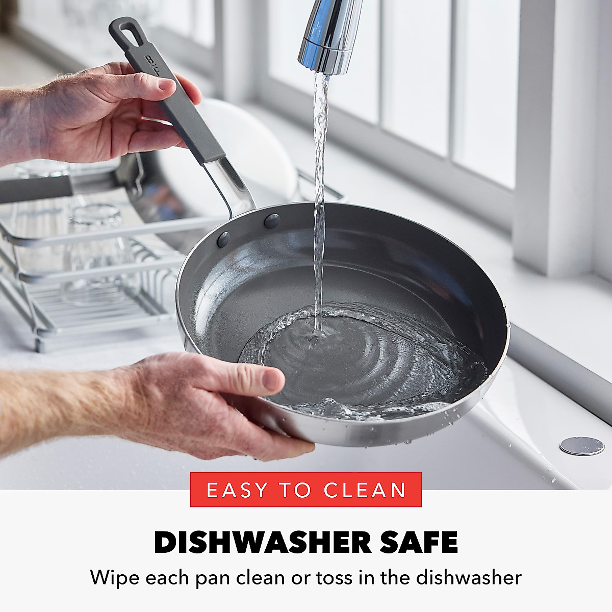 GreenPan x Bobby Flay Stainless Steel 8” & 10” Frying Pan Skillet Set, Professional Grade Tri Ply, PFAS-Free Ceramic Nonstick, Induction Suitable, Dishwasher & Oven Safe, Stay Cool Handle