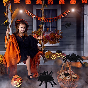 7 Pcs Black Spider Stuffed Animal 1 Giant Mommy Spider Stuffed Animal with 6 Realistic Plush Baby Spiders Plush Spider Pillow Toy Set for Halloween Funny Prank Toy