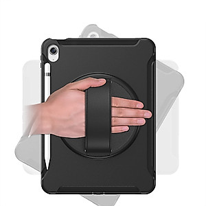 SaharaCase Protection Hand Strap Series Case for Apple iPad 10.9" (10th Generation 2022), Black (TB00278)