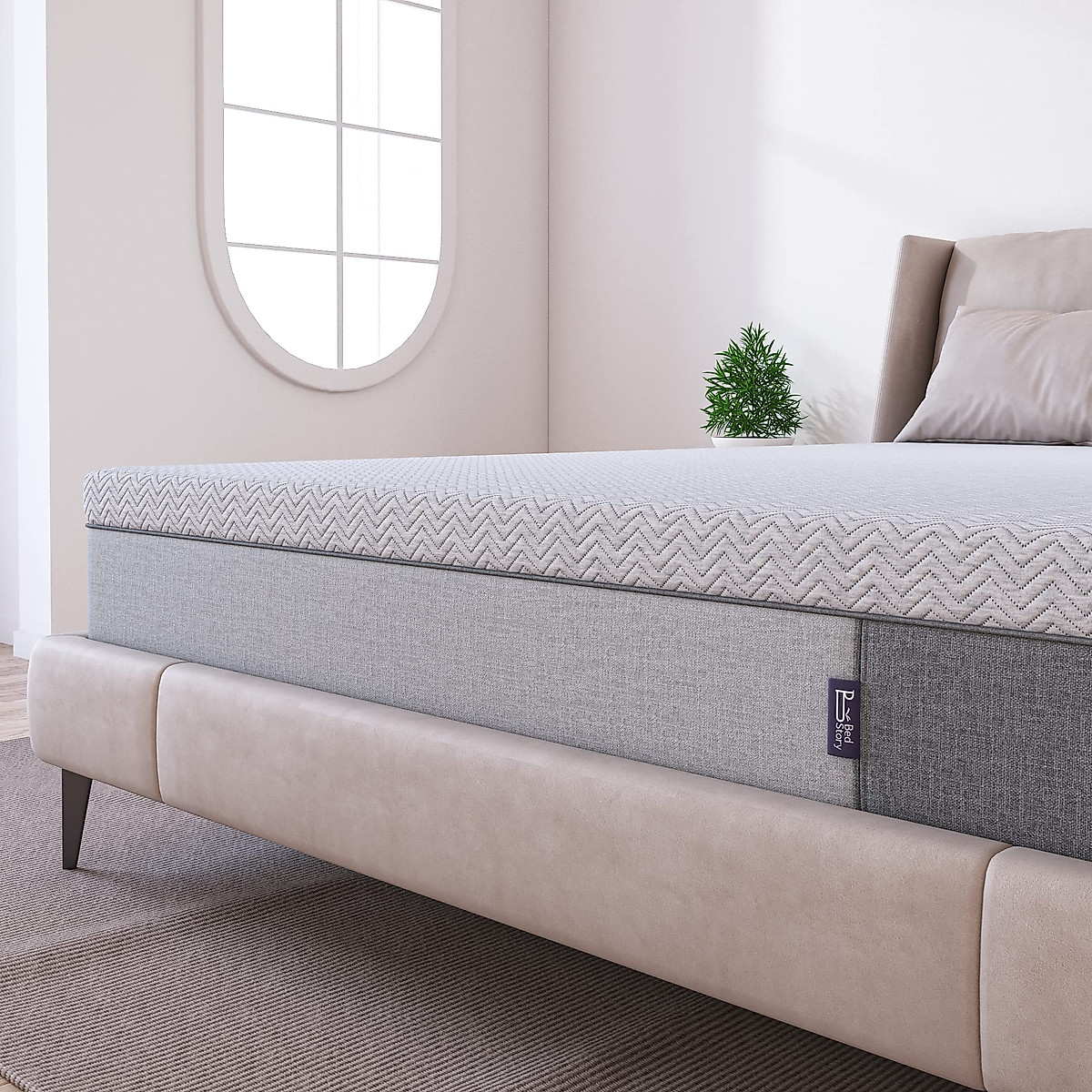 BedStory Mattress Topper 4 Inch King Size -Memory Foam Bed Topper for Pain Relief - Copper Gel Bamboo Charcoal Green Tea Infused Cooling Mattress Pad