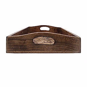 Tree of Life Wooden Breakfast Serving Tray with Handle for Tea Snack Dessert Kitchen Dining Serve Ware Accessories 15 x 10 Inches