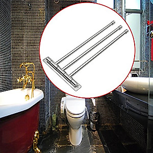 Sumnacon™ Silver Stainless Steel Wall-Mounted Towel Rail Swivel Bars Bathroom Towel Rack Hanger Holder Organizer (3 Bar)