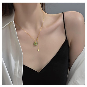 LIKEYO Jade Necklace - Jade Necklaces for Women, Natural Hetian Jade Pendants for Women, Green jade necklace, 925 Sterling Silver Gold Jade Jewelry for Women