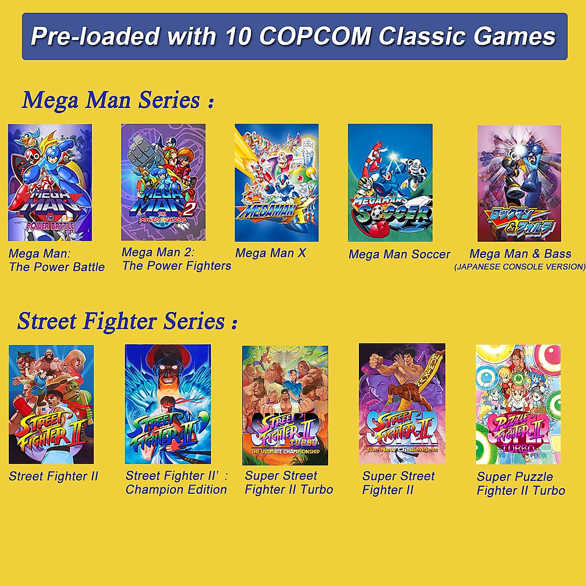 RETRO STATION Capcom Arcade Console, Pre-Loaded with Official Licenced Capcom 5 Street Fighter Series Games and 5 Mega Man Series Games, 8 Inch LCD Monitor and Support HDMI Output to Large Screen