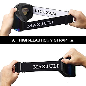 JULI Ski Goggles/Snow Snowboard Goggles for Men, Women & Youth - 100% UV Protection Anti-Fog Dual Lens(Black Frame/7.9% VLT Blue Len)