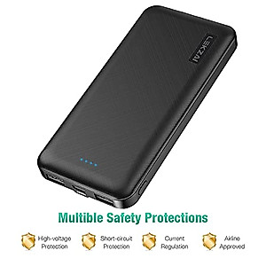 Lekzai 15,000mAh Portable Charger Power Bank with USB C Output, Slim Battery Pack with Three 5V/2.4A Output Fits for iPhone Samsung and More