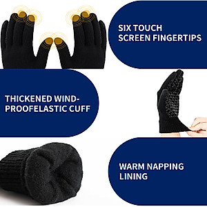 Pleneal 2 Pairs Winter Gloves for Men Women - Upgraded Touchscreen Knit Gloves, Anti-Slip Thermal Gloves, Elastic Cuff