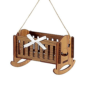 Department 56 Flourish Baby Crib with Bow Hanging Ornament, 3.5 Inch, Brown