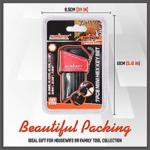 SEDY 7-Piece Mini Hex Key SAE Set, Imperial L Shape Allen Wrench, 0.028, 0.035, 0.05, 1/16", 5/64", 3/32", 7/64", Cr-V