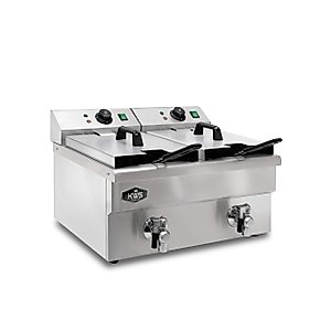KWS DY-16 Commercial Electric 3500W Deep Fryer 15L Stainless Steel with Faucet Drain Valve System for Commercial and Home User