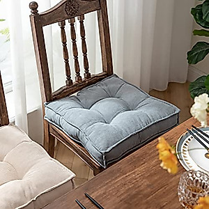 vctops Corduroy Striped Square Chair Cushion Pad Solid Tufted Seat Cushion Pads for Dining Chairs, Office Chairs, Car, Floor, Outdoor, Patio (Grey,18"x18"x3")