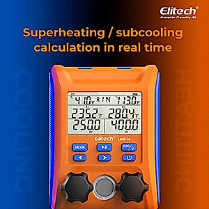 Elitech Digital Manifold Gauge 2-Way Valve with Thermometer Clamps for HVAC Systems, LMG-10