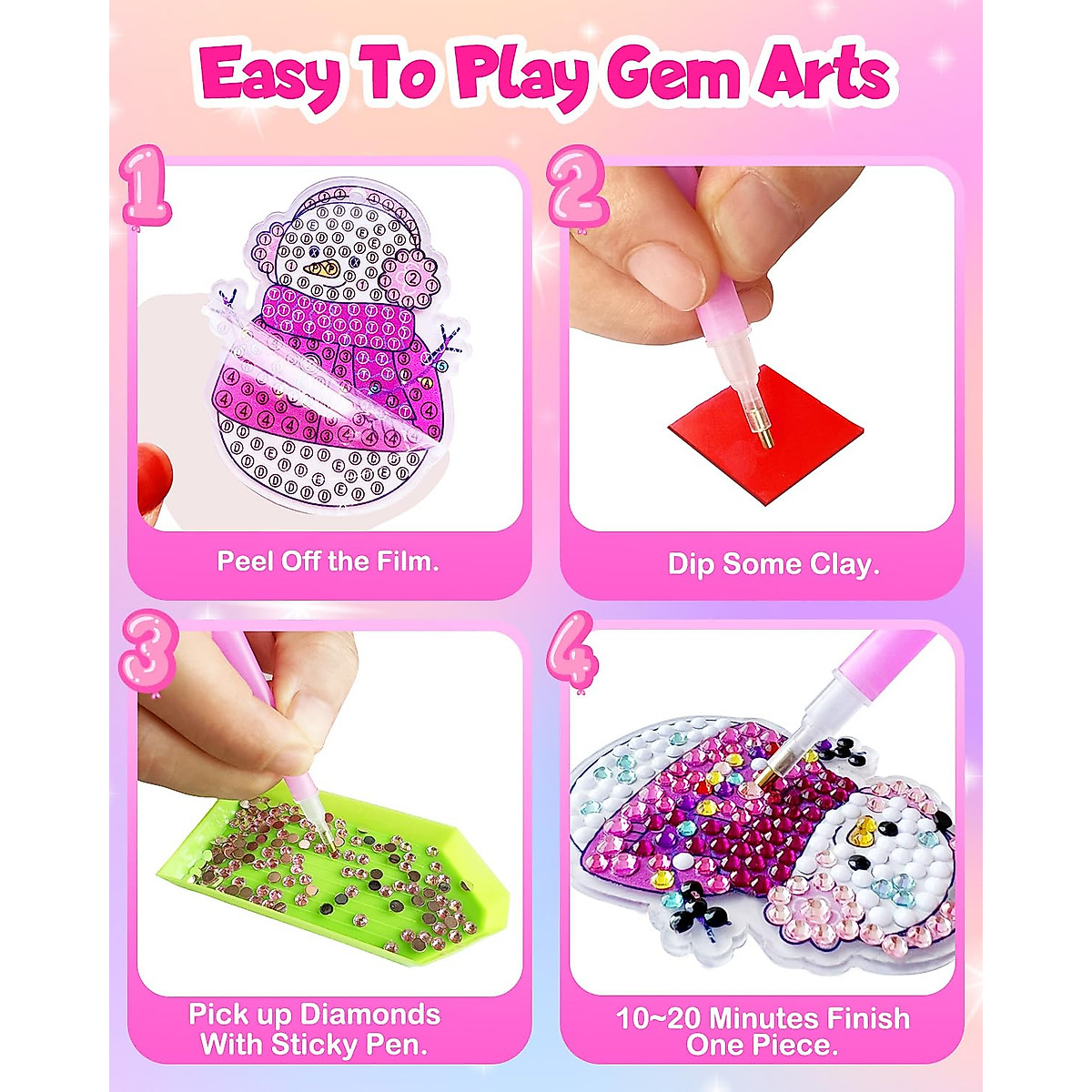 DIY Diamond Painting Keychain Advent Calendar for Girls Ages 4-12, Christmas Craft Gifts