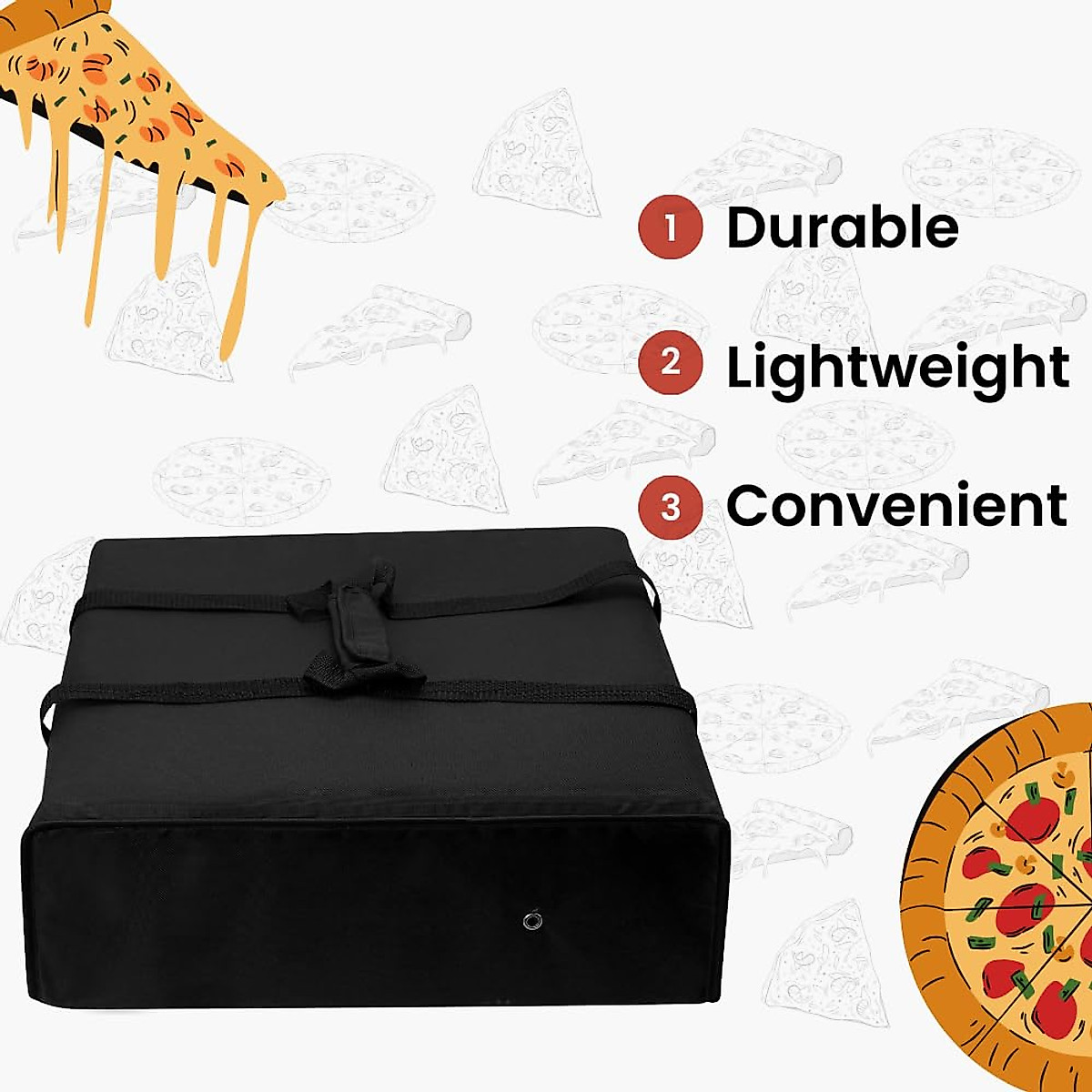 TOGETRUE Pizza Bag, Insulated Pizza Bags for Delivery Carry Hot, Large Pizza Food Delivery Bag for Doordash, Uber Eats, Pizza Warmer Bags for Personal Use, 20 x 20 (Basic Black)