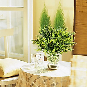 THE BLOOM TIMES Artificial Greenery Stems Pack of 6, Fake Foliage Plants Faux Flowers for Home, Wedding, Garden, Farmhouse, Garden, Patio, Indoor and Outdoor Decor in Bulk Wholesale