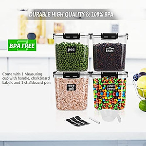 Airtight Food Storage Containers with Lids, CASA LINGO 4.4L Large Pantry Organization and Storage for Bulk Food Dry Food Cereal, Set of 4 Plastic Food Storage Containers