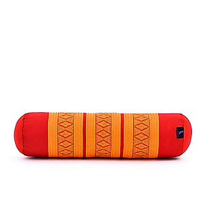 Leewadee Yoga Bolster – Shape-Retaining Cervical Neck Roll, Tube Pillow for Comfortable Reading, Made of Kapok, 20 x 6 x 6 inches, Orange Red