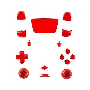 GOTRUTH Replacement Repair Kits for PS5, D-pad + PS Microphone Buttons + Share Options + R1 L1 R2 L2 Trigger + ABXY Bullet Button, Full Set Buttons for Playstation 5 DualSense Controller (Clear Red)
