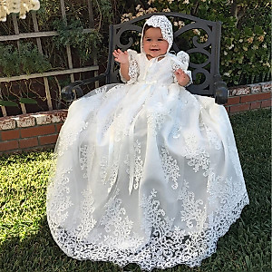 Lovely Lace Girls Christening Gowns Dresses 4-6 Months
