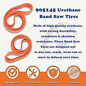 2 Pack Urethane Band Saw Tires, 905145 Band Saw Tires Replace for 14" Delta 905145 Craftsman 3AD92501 Band Saw Including Jet Grizzly, & Powermatic —No Adhesive Needed