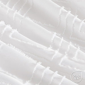 JELLYMONI Bright White Duvet Cover Queen Size - 3PCS Microfiber Tufted Duvet Cover Set, Boho Textured Duvet Cover Jacquard Rhombus Geometric Pattern Duvet Cover with Corner Ties & Zipper Closure