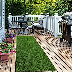 Falflor Artificial Trurf Area Rug 2.1' X 6' Grass Outdoor Rug Synthetic Grass Rug for Deck Realistic Fake Grass Turf Mat Indoor Outdoor Patio Mat Carpet Runner for Garden Balcony