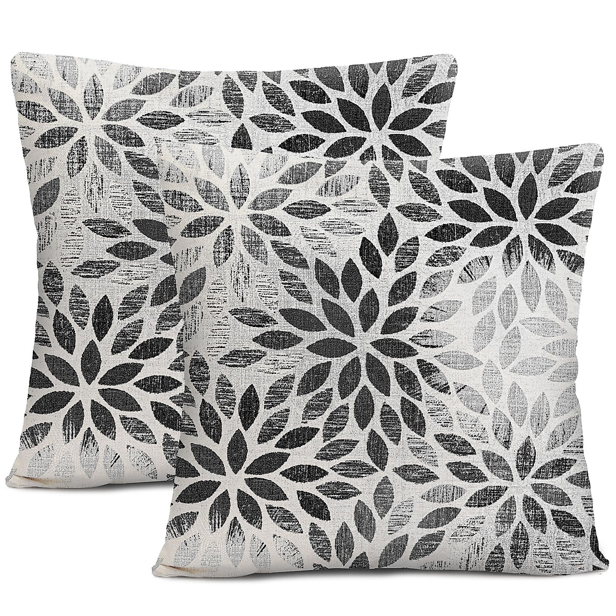 Snycler Dahlia Pillow Covers 18x18 Inch Set of 2 Summer Rust Geometric Flower Outdoor Decorative Throw Pillows Farmhouse Rust Black Pillow Case Linen Square Cushion Cover for Home Sofa Living Room