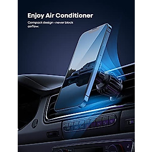 Magnetic Phone Holder for Car Vent - [6 Upgraded Magnet, 22.7% Stronger] Lamicall Car Magnetic Phone Mount with [Longer Hook] Fit More Vent, iPhone Car Mount Stand Cradle Clip Grip Fit All Cell Phones