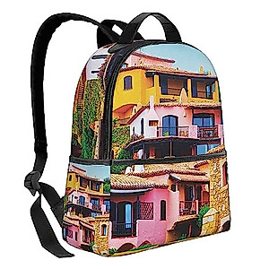 BAFAFA mountain village Printed Travel Backpack Business Work Bag Computer Bag Outdoor Sports Rucksack