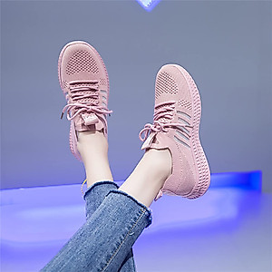 Women's Walking Shoes-Breathable mesh Flat Canvas Sneakers, Lightweight and Comfortable Low-top Shoes, Suitable for Tennis, Running, Leisure Gym Pink