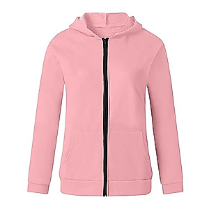 TMICOS Women's Cute Hoodies Teen Girl Fall Jacket Zip Up Y2K Sweatshirts Blouse Zip Up Hoodie Women Oversized Cropped Fleece Pullover Buffalo Sweatshirt Women Spring Fashion Clothing For Women Pink