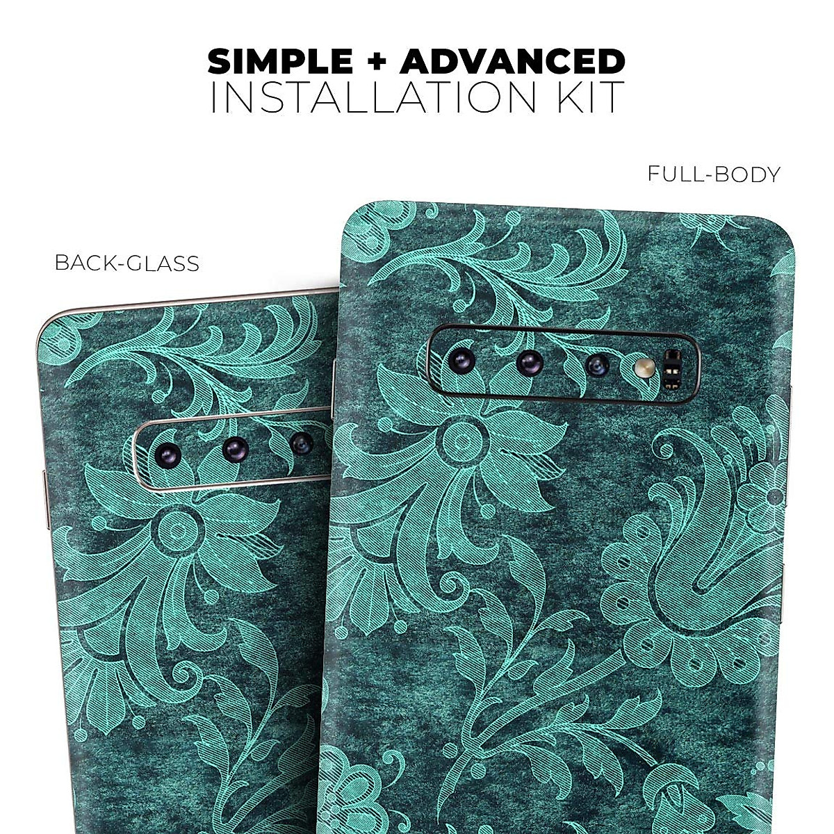 DesignSkinz Green and Teal Floral Velvet v3 Protective Vinyl Decal Wrap Skin Cover Compatible with The Samsung Galaxy S20 (Screen Trim & Back Glass Skin)