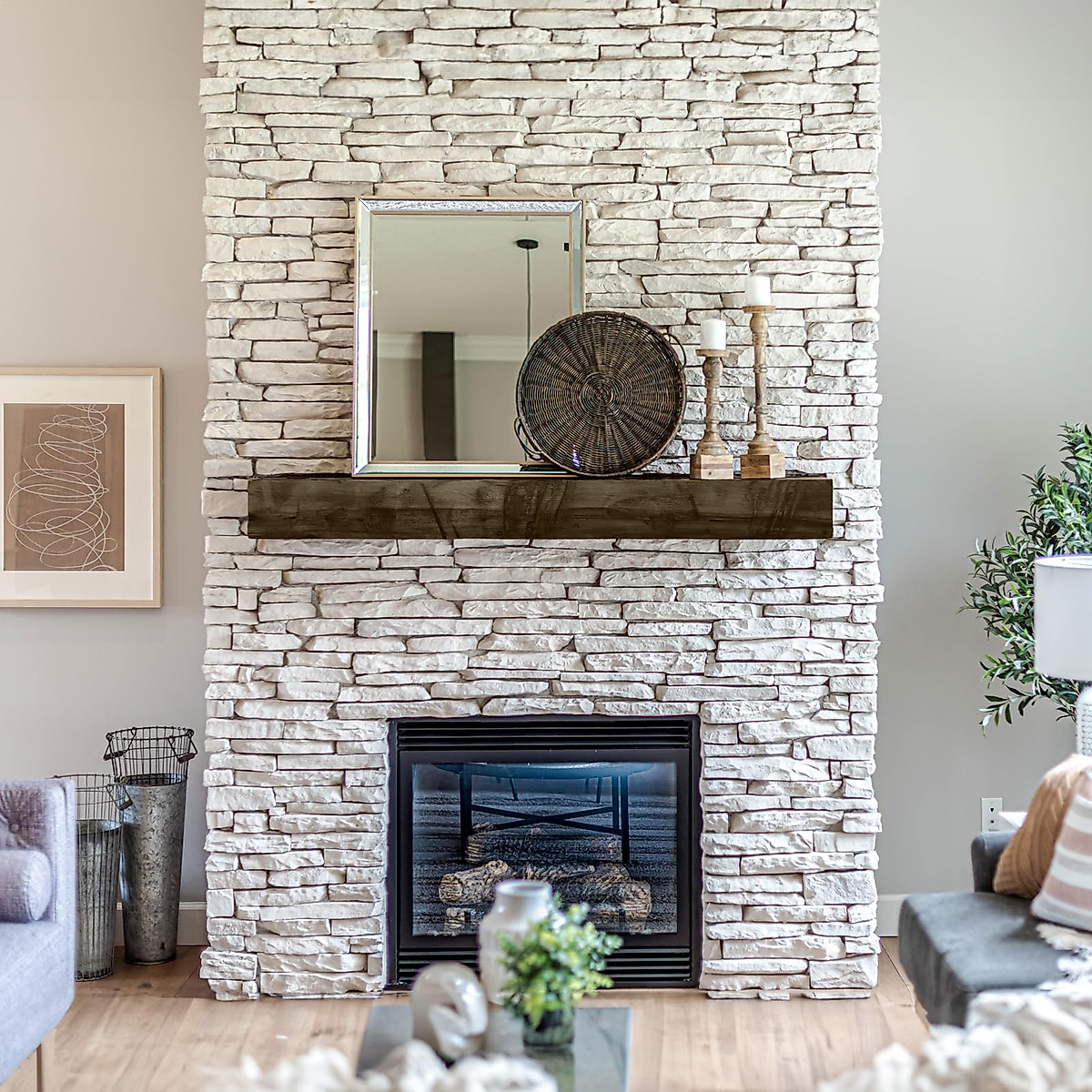 Wilson Wood Crafts Rustic Hand Hewn Barn Beam Mantel (6 x 8 x 72, Coffee)