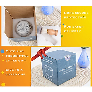 aisiming Marble Shaving Bowl for Shaving Soap & Cream, Shave Soap Cup Keep Warm Better, Produce Rich Foam Shaving Mug, Easy to Lather, Shaving Cup Gift for Men(White Grey)