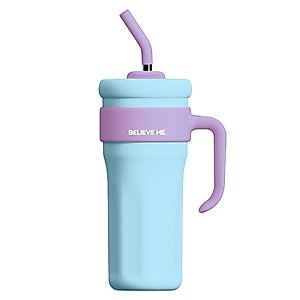 40 oz Tumbler with Handle, Stainless Steel Double Wall Vacuum Bottle Travel Mug, 100% Leakproof Insulated Tumbler with Straw and Lid, Reusable Coffee Cup for Gift (Blue)