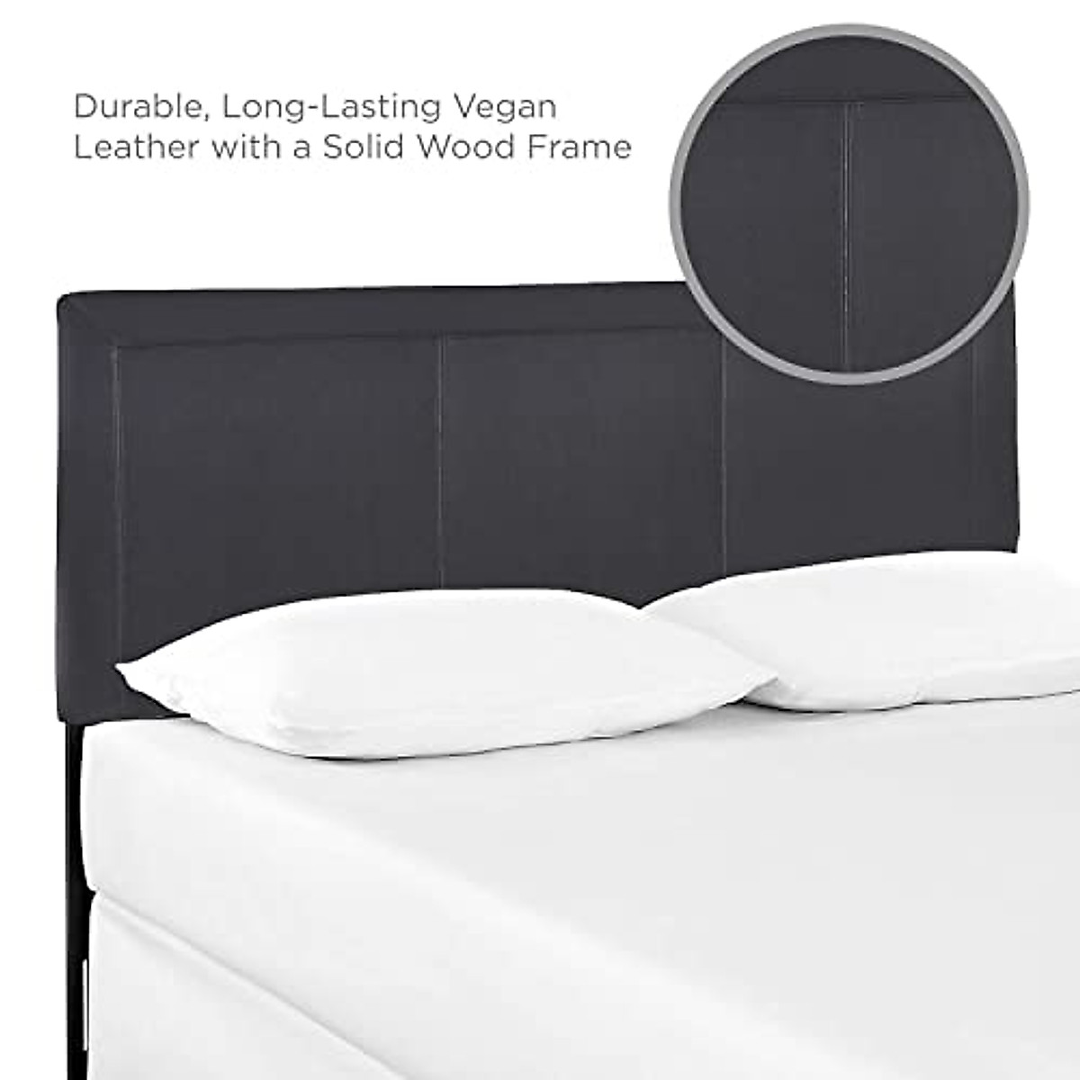 Modway Isabella Faux Leather Upholstered Queen Headboard in Black