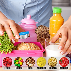 6Pack 1.6oz Small Condiment Containers with Lids, Salad Dressing Container To Go, Reusable Stainless Steel Sauce Containers for Lunch Bento Box, Leakproof Dipping Sauce Cups for Picnic and Travel