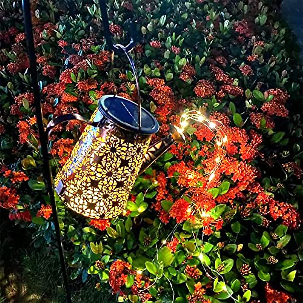 Nixby Removable Solar Watering Can with Lights Outdoor,Hanging Solar Lantern,Metal .Waterproof Garden Lights Decorations Mother's Day Gift Lights Outdoor Decorative 90 LED Light Sources, Warm White