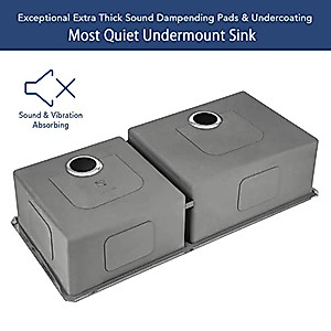 CozyBlock 32 in. x 19 in. x 10 in. 16-Gauge Stainless Steel Undermount 50/50 Double Bowl Kitchen Sink with Bottom Grid, Silicon Dishrack, Pot Mat and Strainer