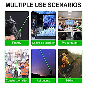 DCLIKRE Green Light, USB Rechargeable Green Lights Pen with Star Cap, Long Range Light Beams for Sandtable Presentations Astronomy Outdoor Hiking Camping Toy ﻿