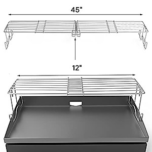 Universal Griddle Warming Rack Adjustable for Blackstone 17" 22" 28" 36" Griddles Accessories, for Royal Gourmet, Cuisinart, Pit Boss, Camp Chef & Most 17''~ 36'' Griddles, Stainless Steel BBQ Rack