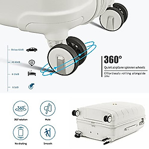 Somago Hardside Spinner Carry On Suitcase Lightweight Luggage Sets with TSA Lock (Creamy White, 14/20)