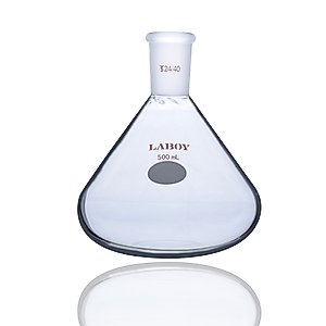Laboy Glass Evaporation Flask Apollo Low Profile with 24/40 Joint 500mL Capacity Apparatus in Organic Chemistry Lab Glassware
