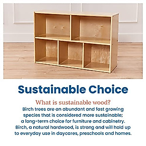 ECR4Kids Streamline 5-Compartment Storage Cabinet, 24in, Classroom Furniture, Natural