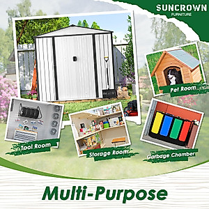 SUNCROWN Outdoor Backyard Garden Storage Shed 4X6 FT Yard Storage Tool with Sliding Door for Lawn Equipment Garden Backyard, White