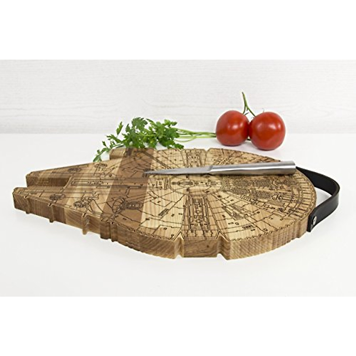 Millennium Falcon Board - Wooden Cutting Board - Engraved Wooden Plate - Rustic Cutting Board - Futuristic Serving Platter - Valentines Gift