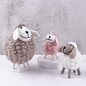 Wool Felt Sheep Ornament,Needle Felted Stuffed Ornament,Christmas Hand Made Felt Sheep Ornament,Cute Christmas Tree Ornaments(S,Grey)
